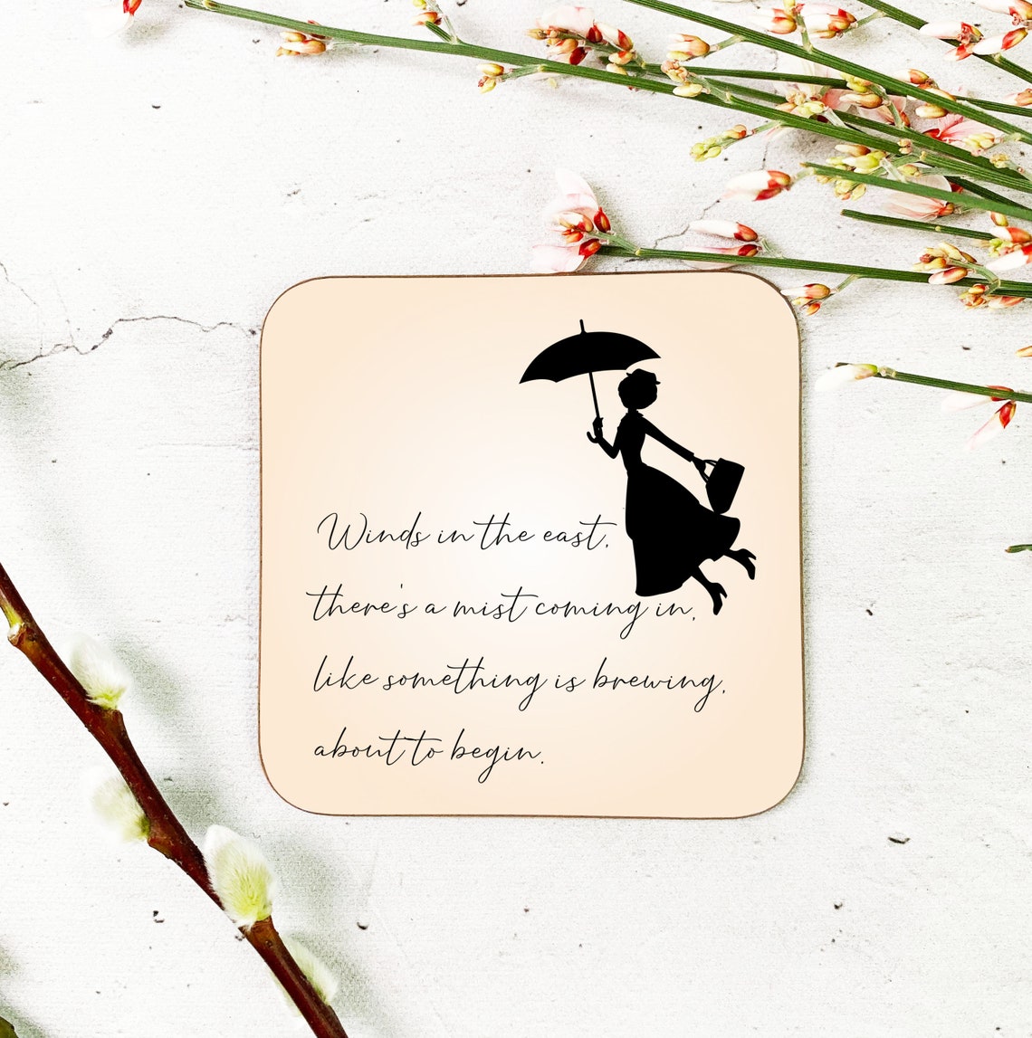 Mary POPPINS Wind From the East Hardwood Glossy Drink Coaster | Etsy