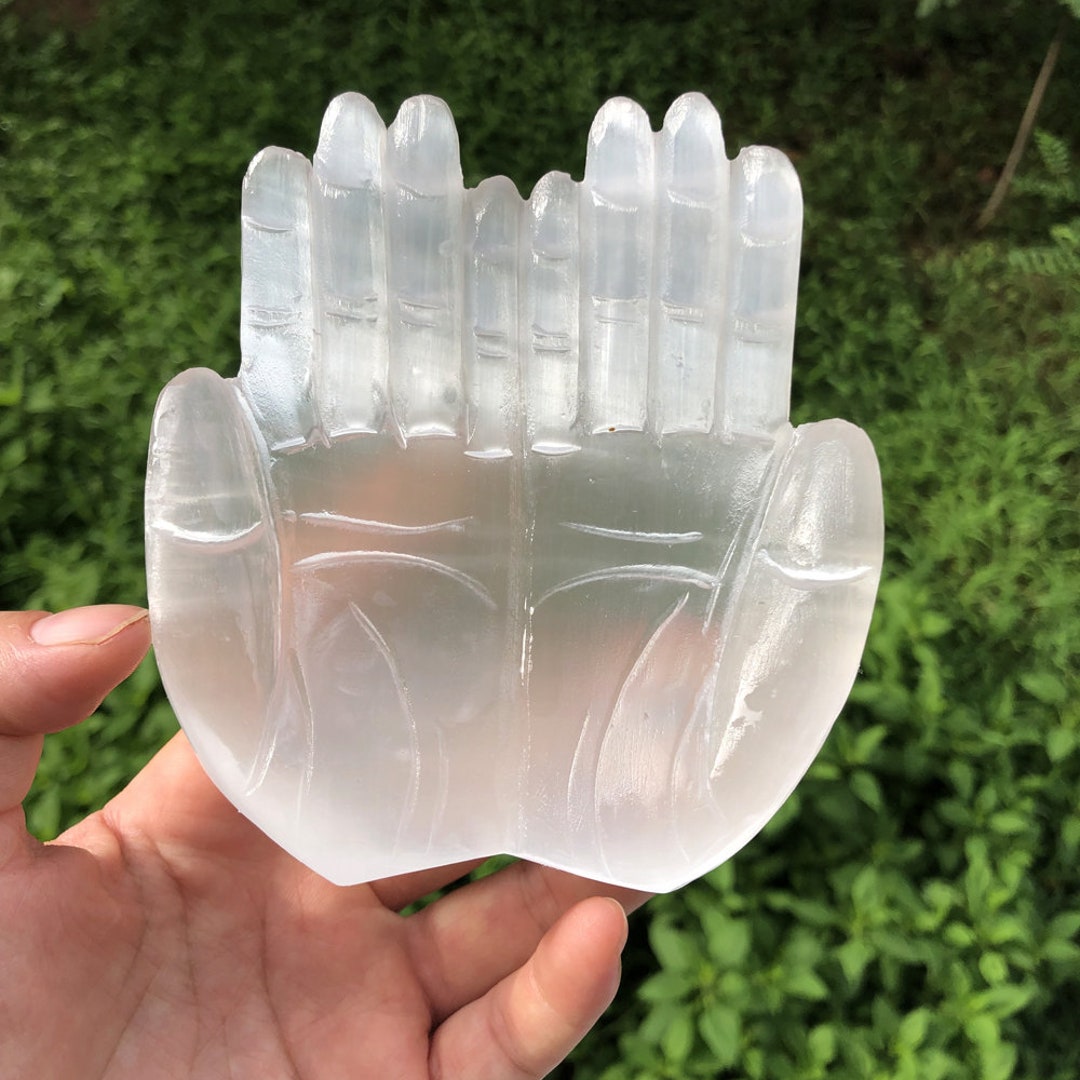 Selenite Plaster Crystal Hand Bowld23 - Etsy