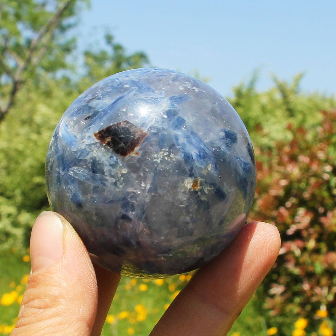 Natural Blue Kyanite Crystal Sphere - Mineral Specimen, Home Decor 231g ...