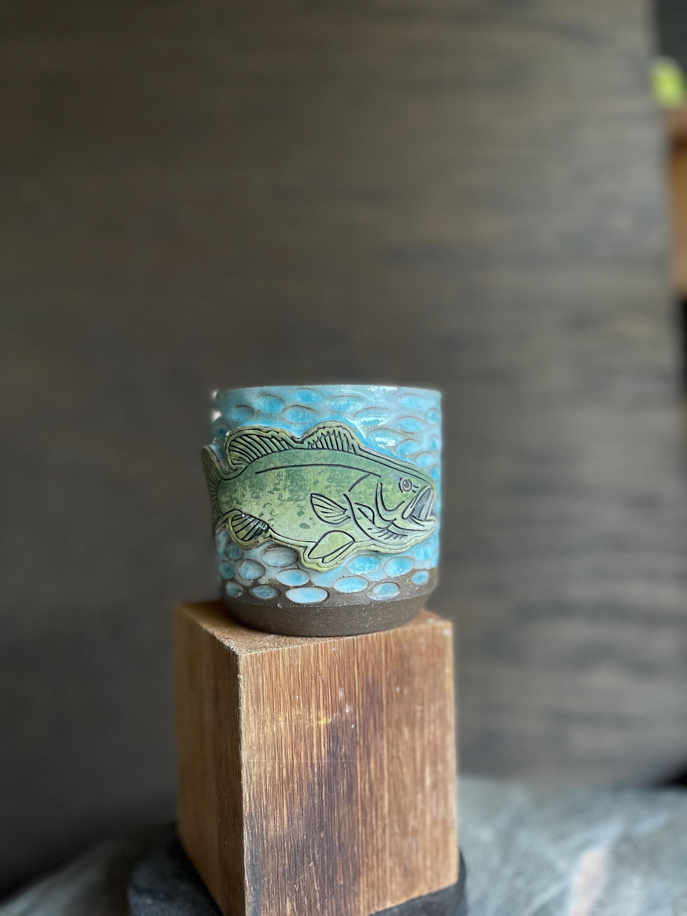 Handmade Ceramic Fishing Mug, One of a Kind, Hand Painted, Personalized ...