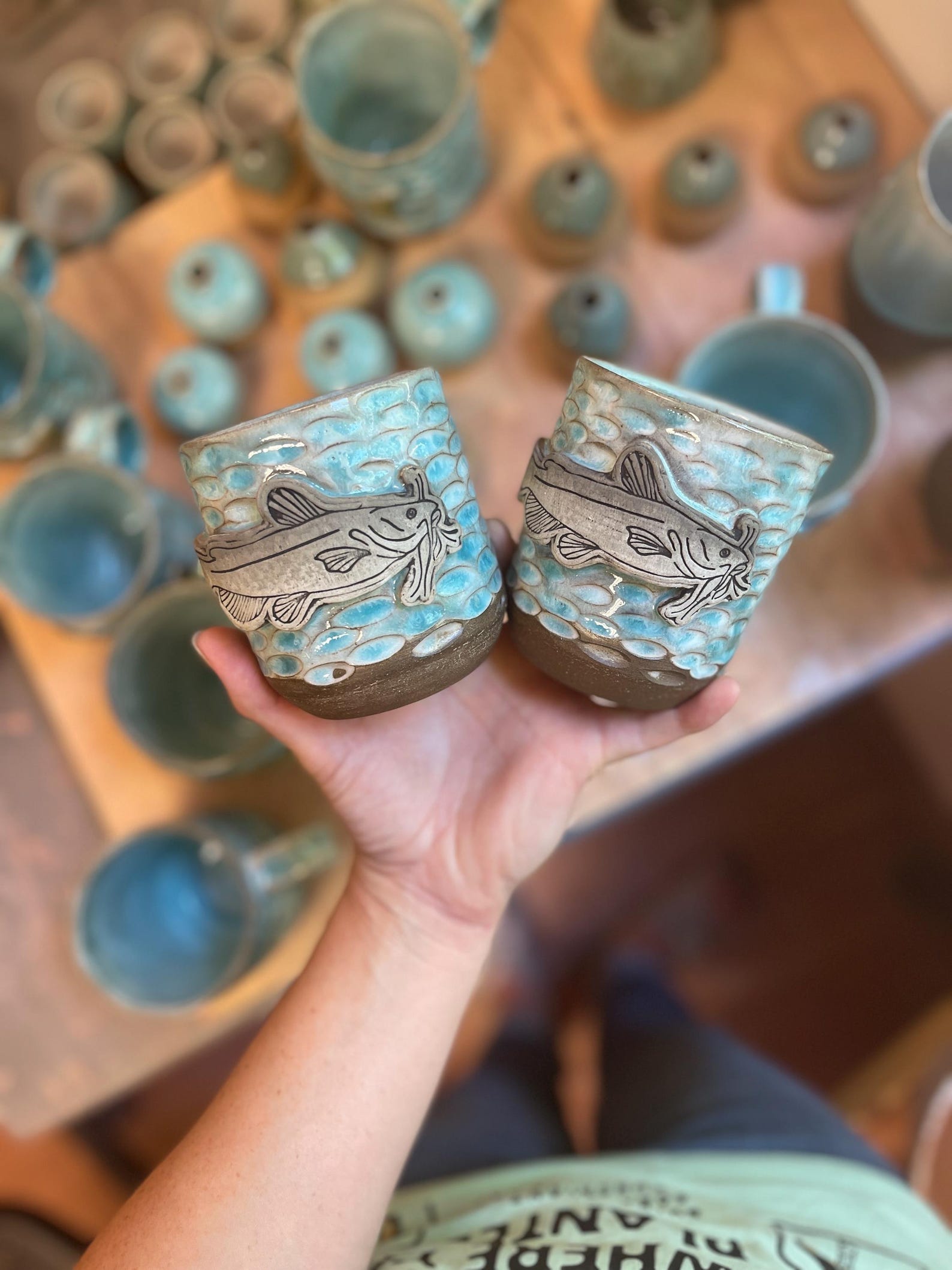 Handmade Ceramic Fishing Mug, One of a Kind, Hand Painted, Personalized ...