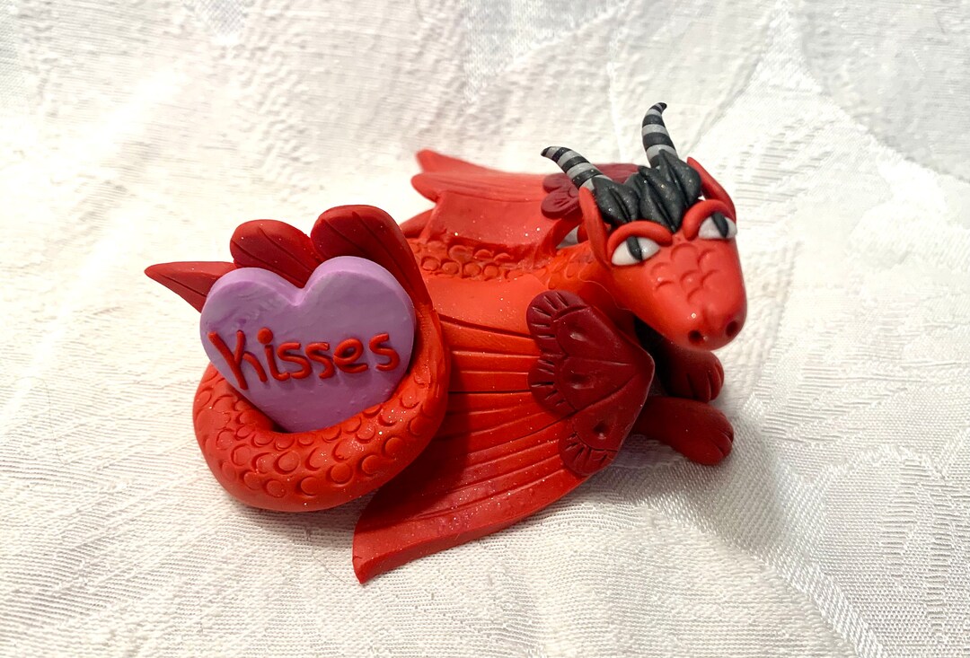 Red Dragon Valentines Day Figurine Polymer Clay - Etsy