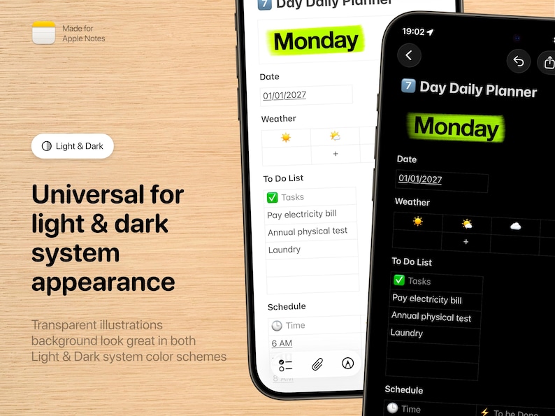 7-day Daily Planner Template — Apple Notes Weekly to Do Mood Tracker ...