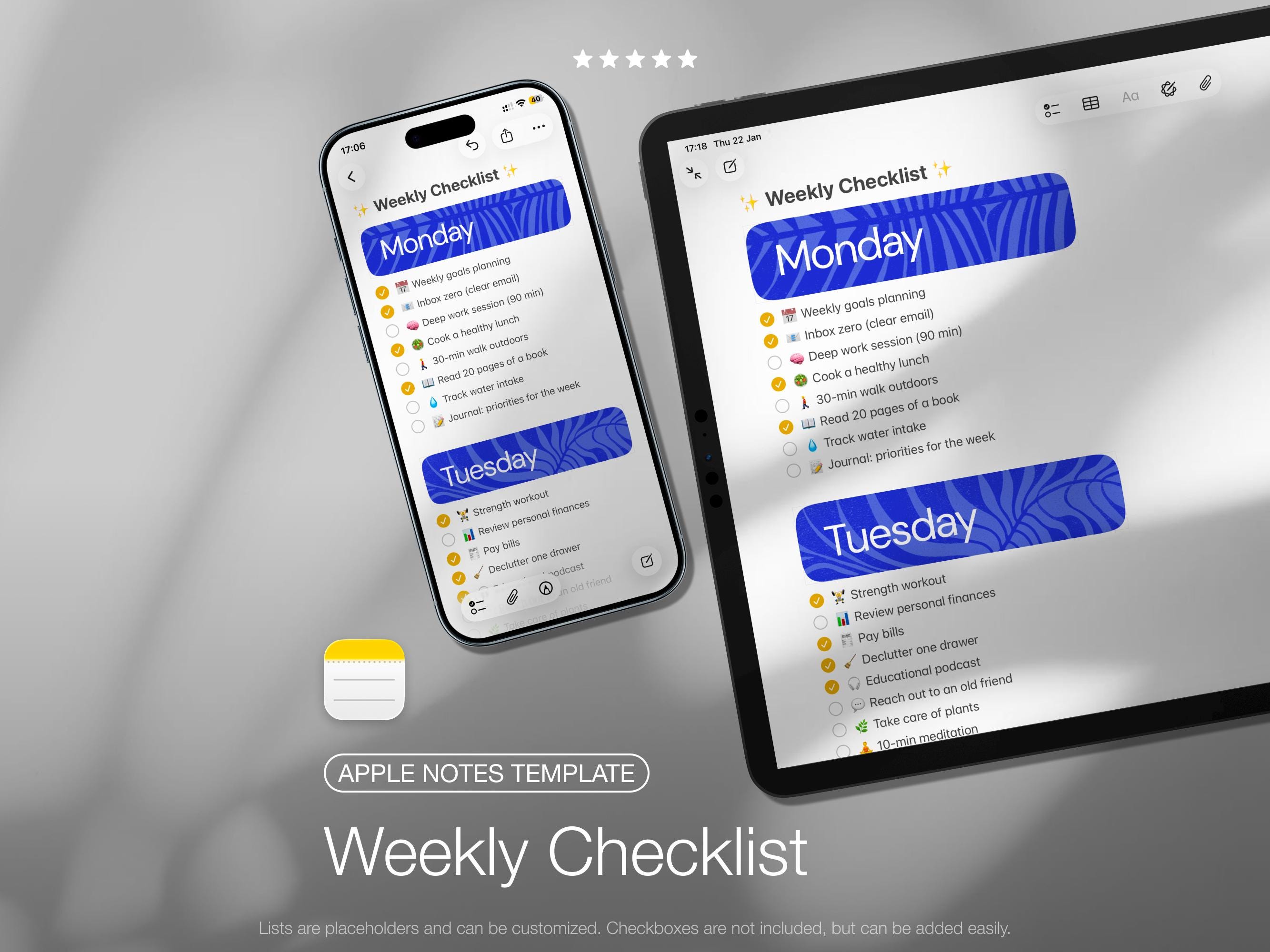 Editable Weekly Checklist, Student Calendar, To-do List, Task Chart ...
