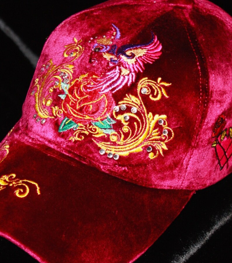 Women Baseball Cap Queen Bird Purple Silk Velvet Hat Boho Chic Urban ...