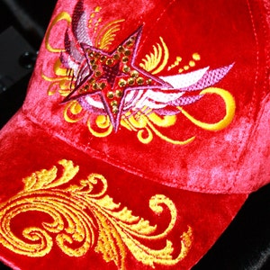 Pink Woman Baseball Cap Stars and Wings Organic Silk Velvet Hat Urban ...