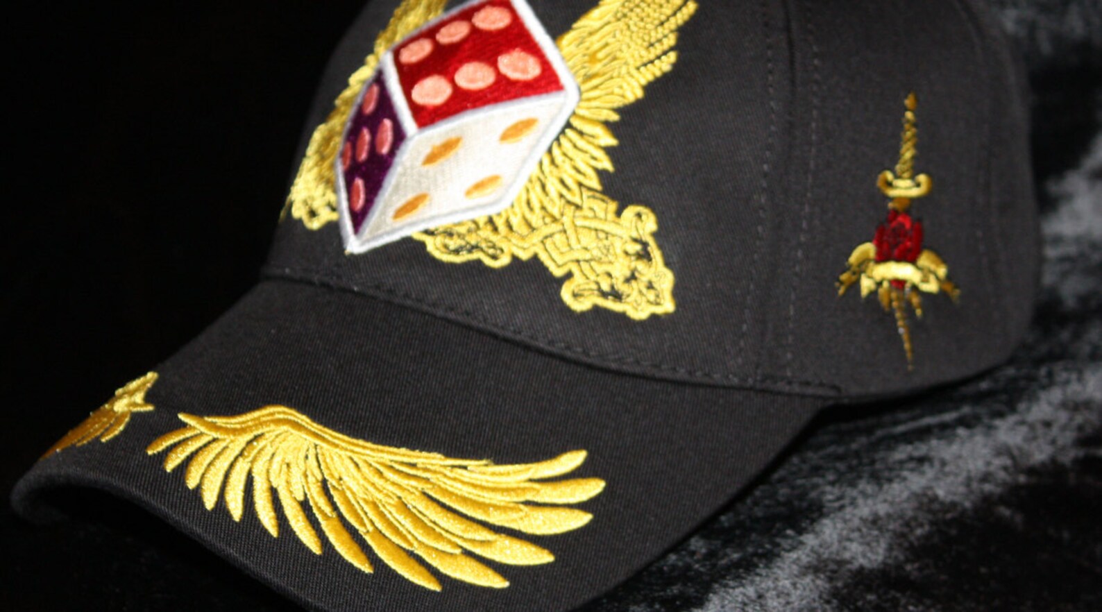 Cool Hats for Men Dice of Zeus Cap Black Gabardine Embroideries Sport ...