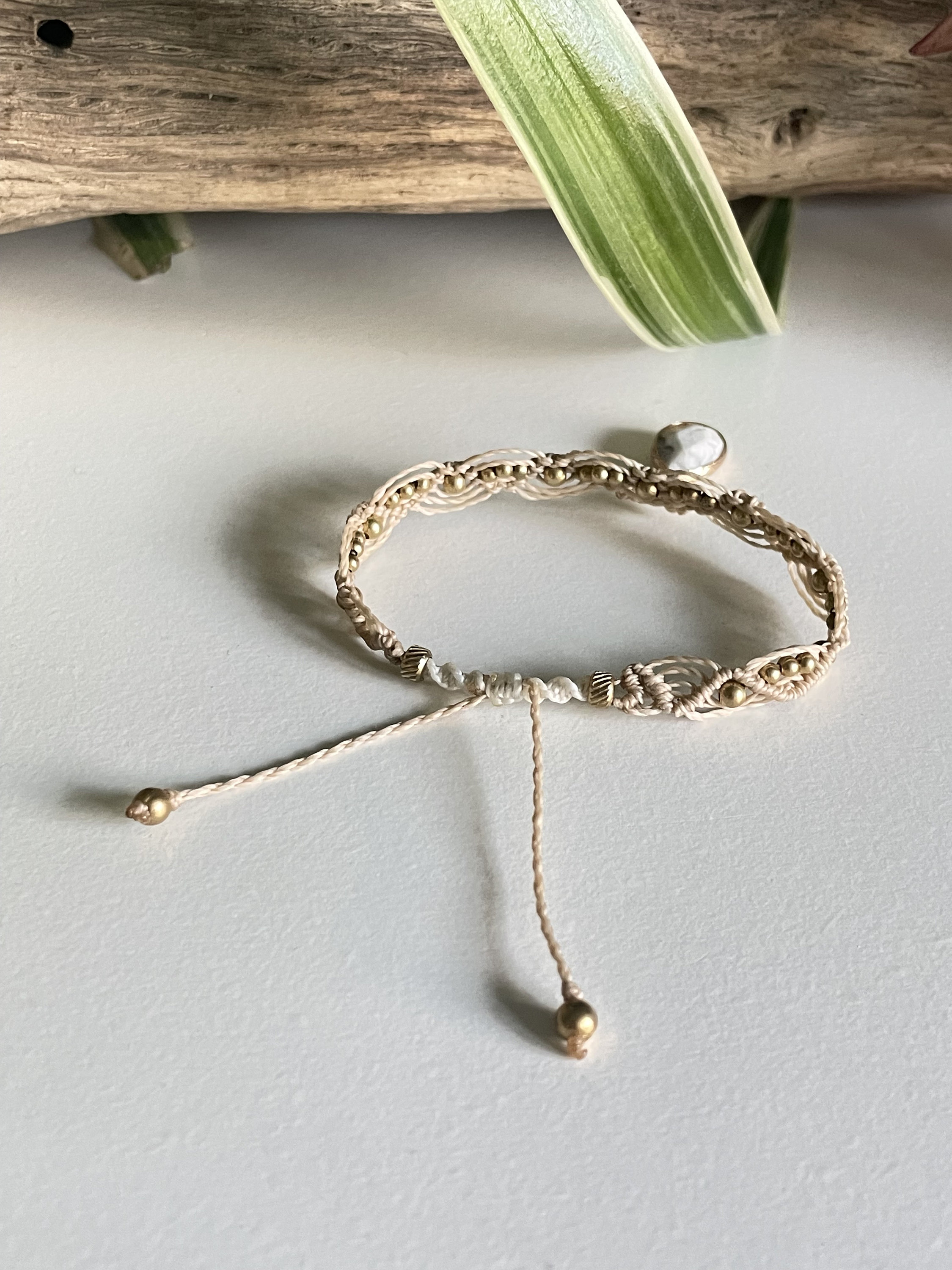 Fine Minimalist Bracelets, Micro Macramé, Natural Stones, Set Cabochons ...