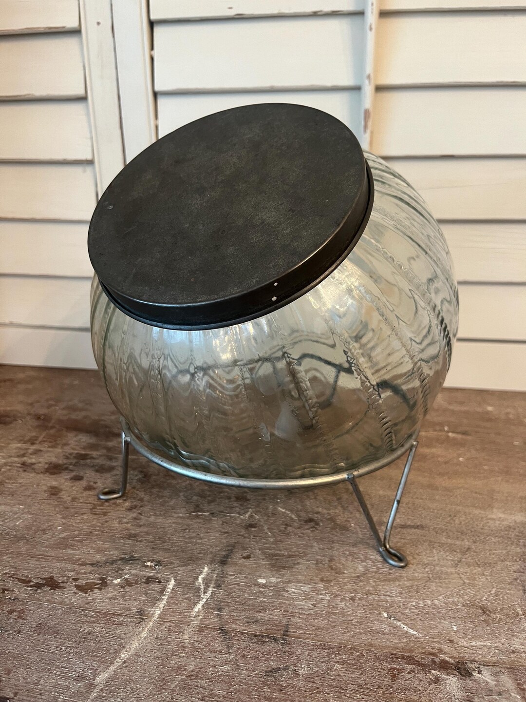 Antique 1920s Hoosier Jar Cookie Jar and Stand - Etsy