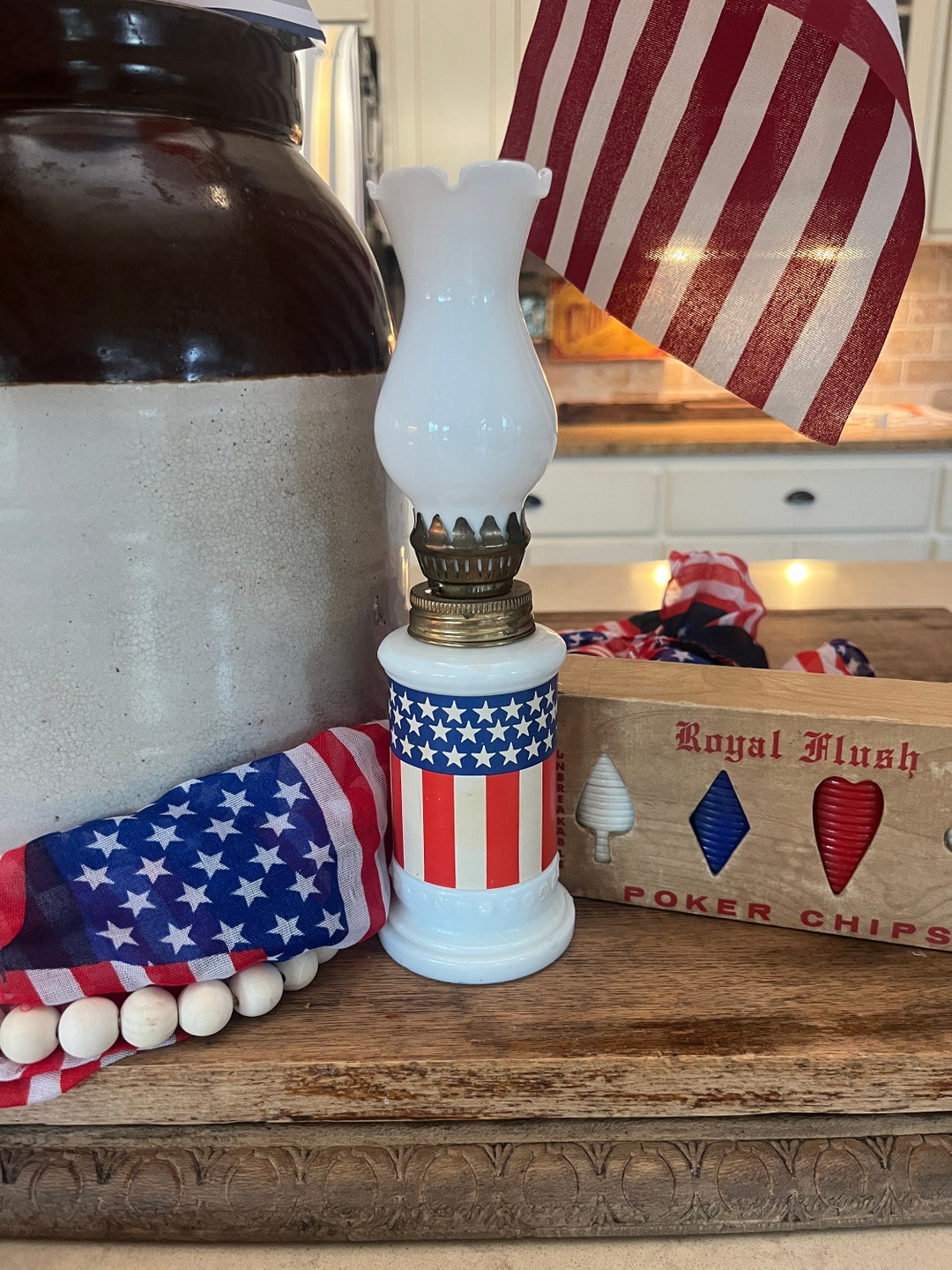American Flag Glass Oil Lamp - Etsy