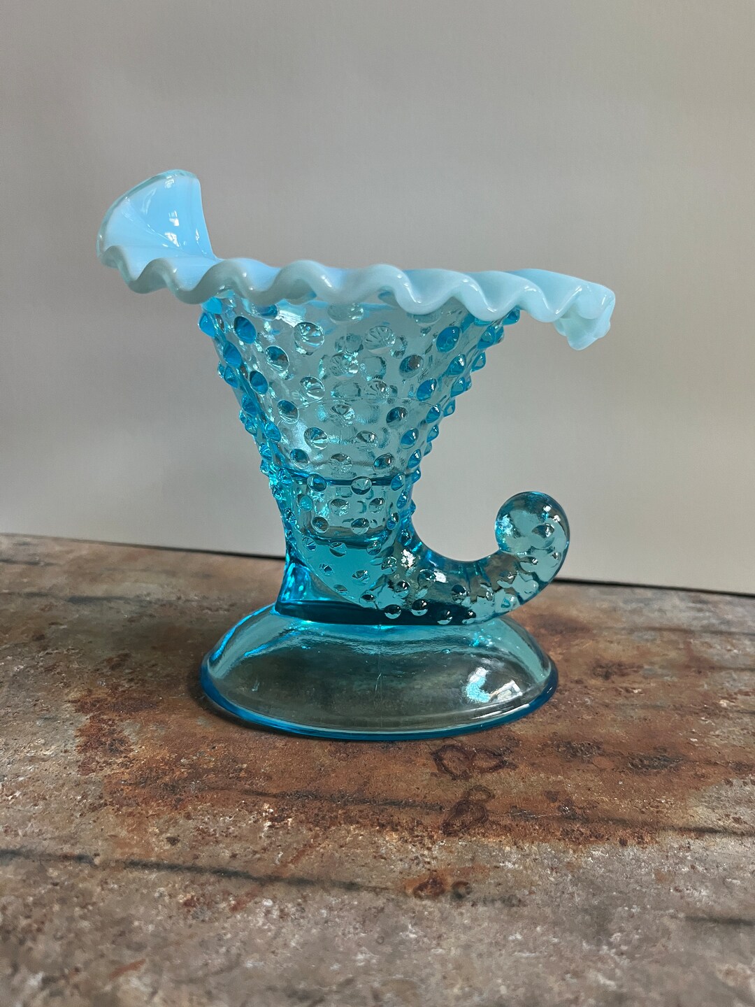 Fenton Opalescent Blue Cornucopia - Etsy
