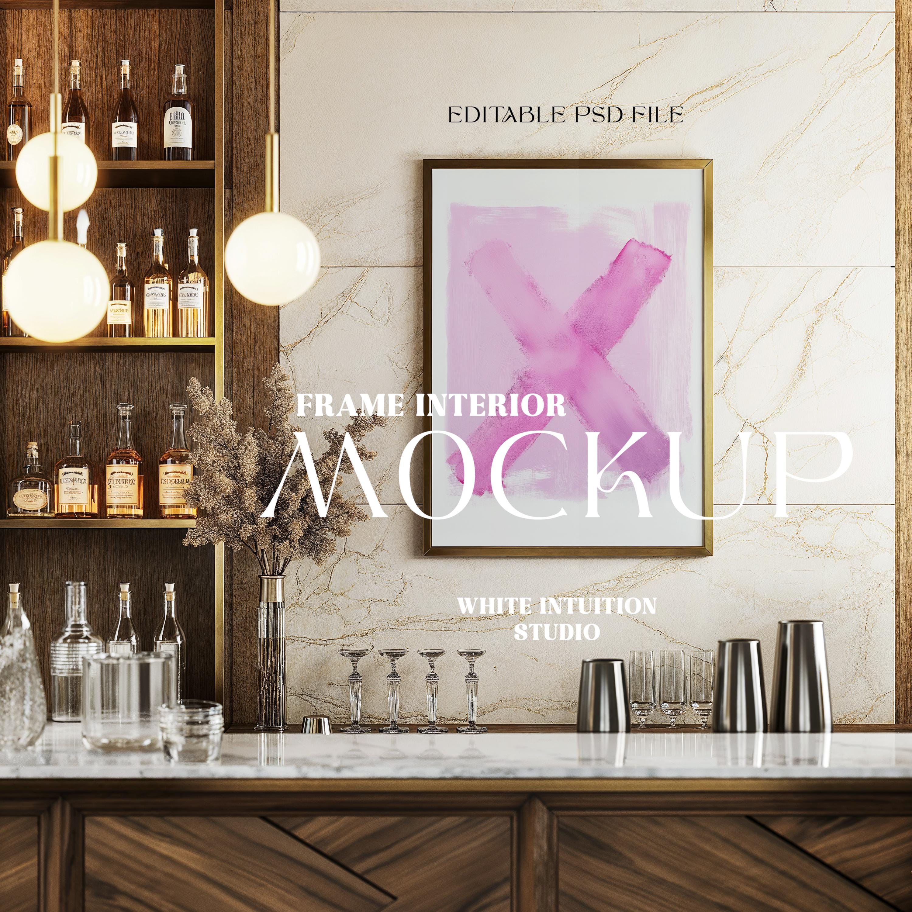 Bar Framed Poster Mockup. Photoshop PSD File. Template for Art Display ...