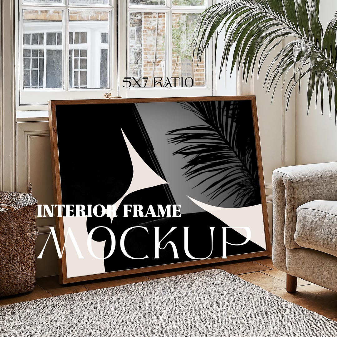 Horizontal Glass Framed Poster Mockup. Photoshop PSD. Template for Art ...