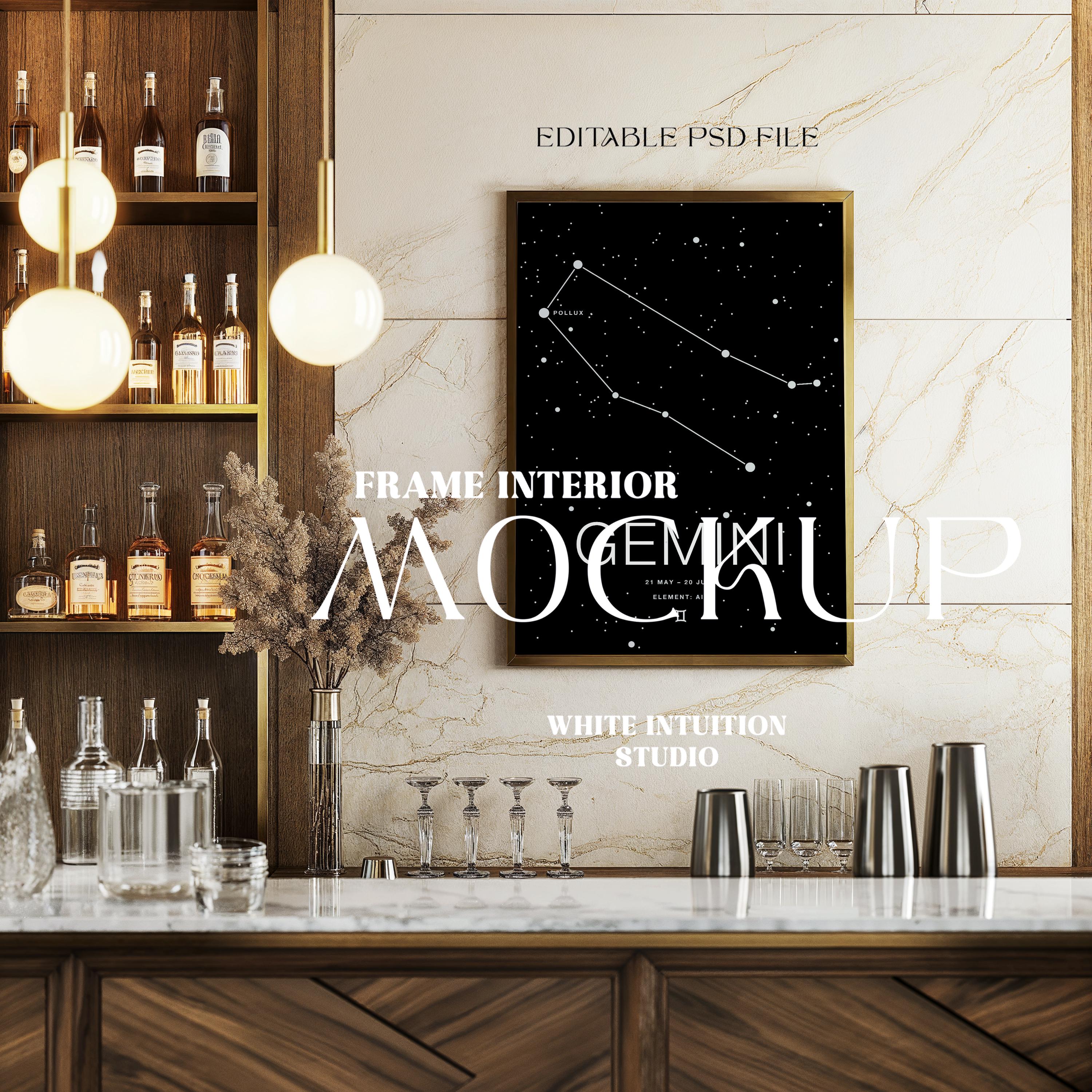 Bar Framed Poster Mockup. Photoshop PSD File. Template for Art Display ...