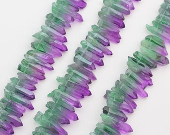Full Strand Raw Light Purple Titanium Aura Quartz Point,purple Crystal ...