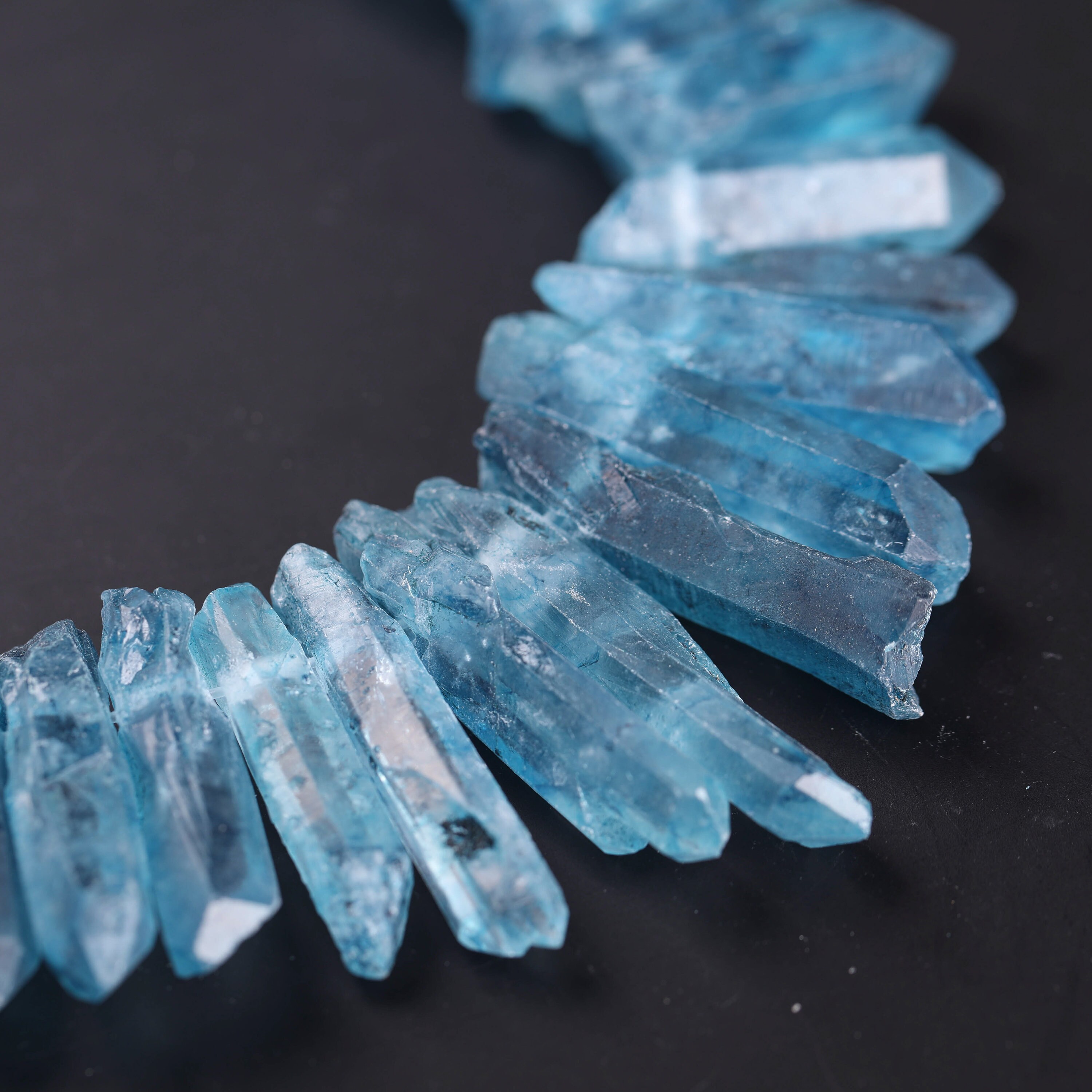 Rough Cyan Quartz Rock Crystal Graduated Stick Points Pendants - Etsy