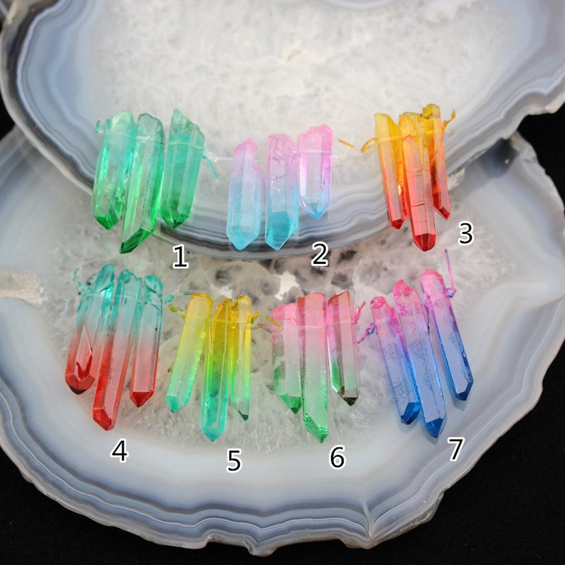 7 Color Choice3-10 Sets Double Color Quartz Crystal Top - Etsy