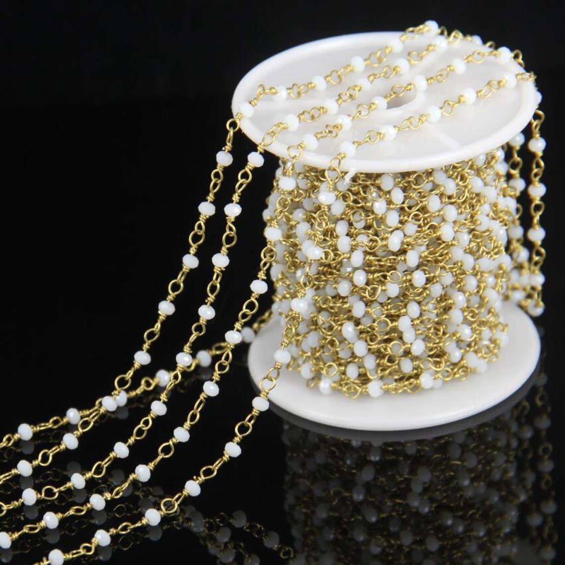 10 Feet Wire Wrapped Beaded Chain Bronze Plated Rosary Chain - Etsy