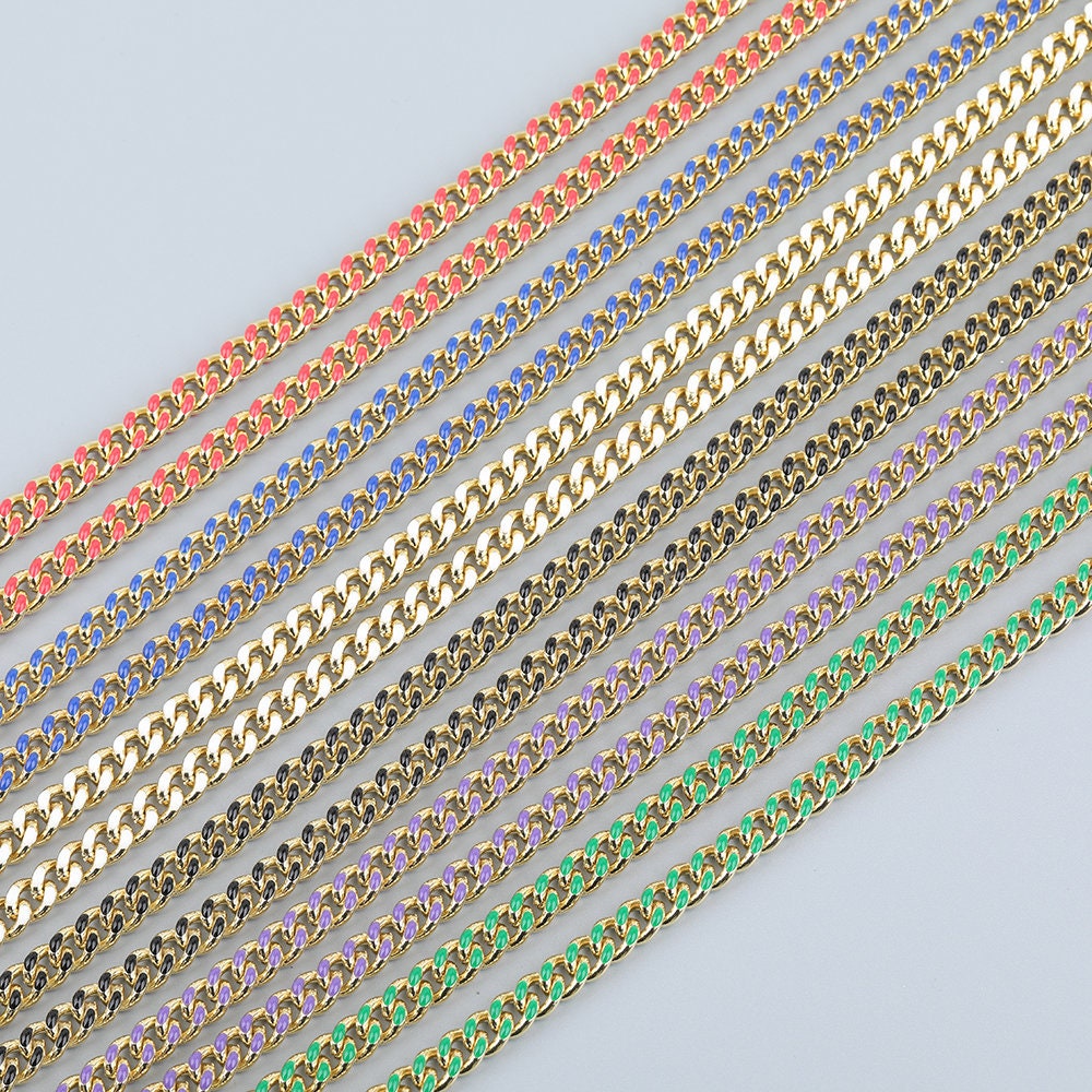 10feet,Rectangle Copper Beads Colorful Enamel Link Chains Findings,High ...