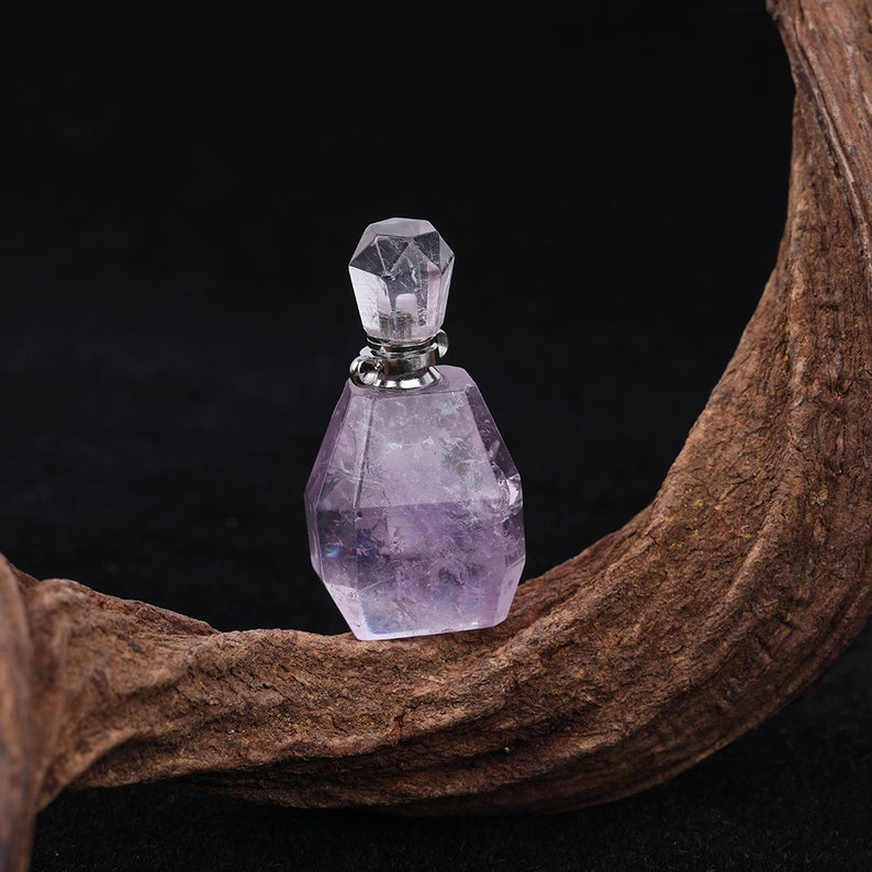 Natural Gemstones Quartz Crystal Faceted Perfume Bottle Charms - Etsy