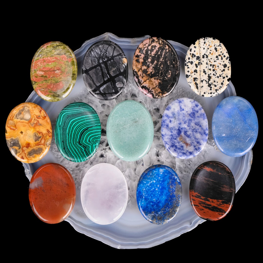 Chakra Bonded Worry Stone,oval Fidget Stones Pendant Anti-anxiety Palm ...