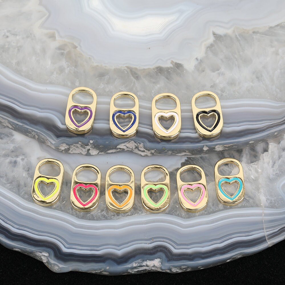 Heart Enamel Gold Plated Copper Connectors for Jewelry | Etsy