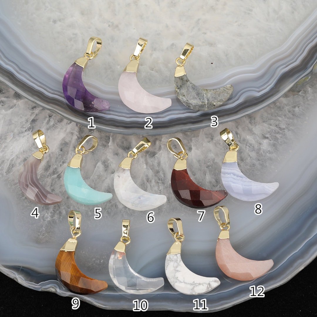 5pcs/lot Moon Shape Gemstones Pendants for Jewery Making,crescent Moon ...