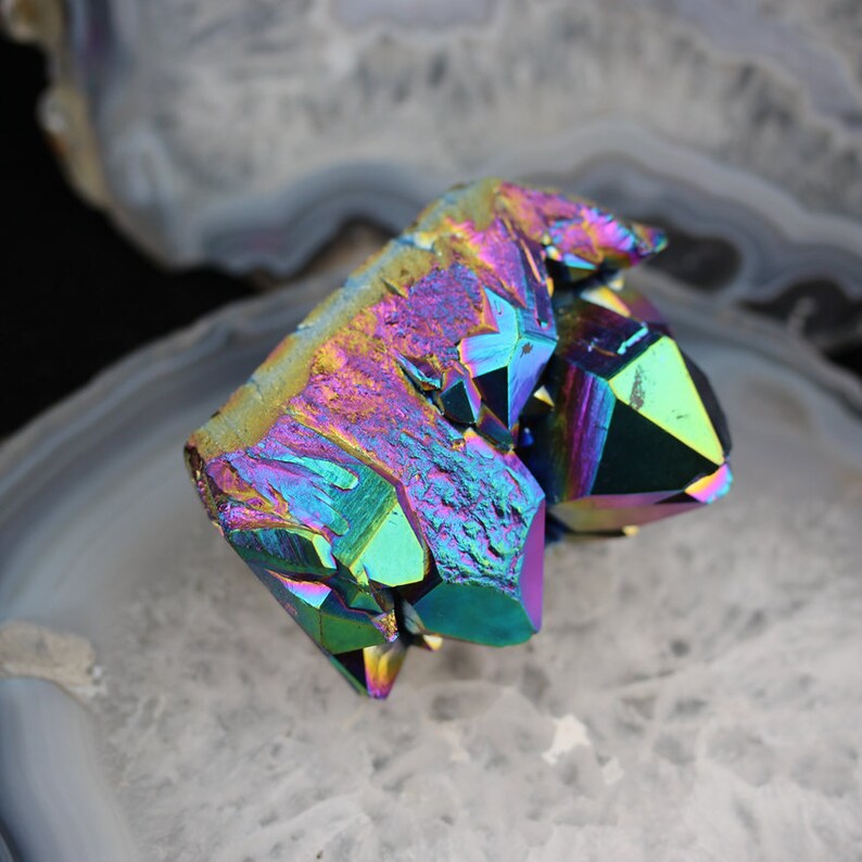 Rainbow AB Titanium Quartz Cluster Charms Decor Rock Stone - Etsy