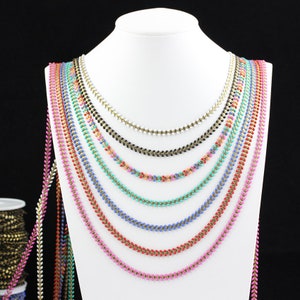 10feet Brass Copper Enamel Beaded Chains Findings,enamel Chevron Chains ...