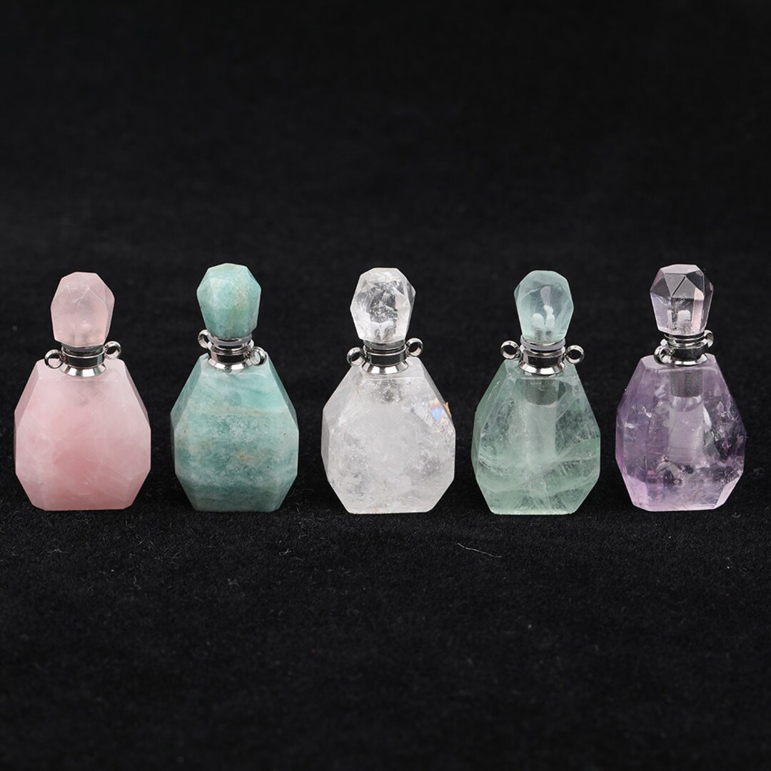 Natural Gemstones Quartz Crystal Faceted Perfume Bottle Charms - Etsy