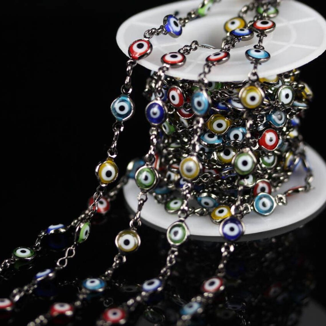 10Feet 6mm Evil Eye Chains FindingsMulti-color Lampwork Glass | Etsy