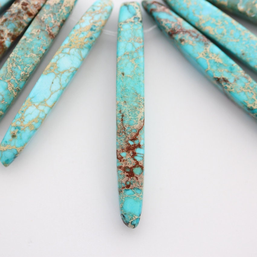 Full Strand Sky Blue Sea Sediment Jasper Top Drilled Stick | Etsy