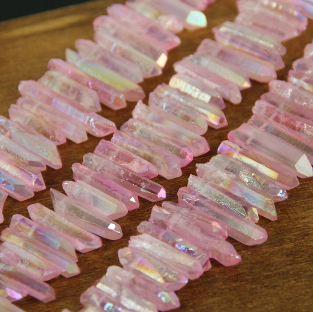 Full Strand Natural Rose Titanium Quartz Spike Beads Making Necklace ...