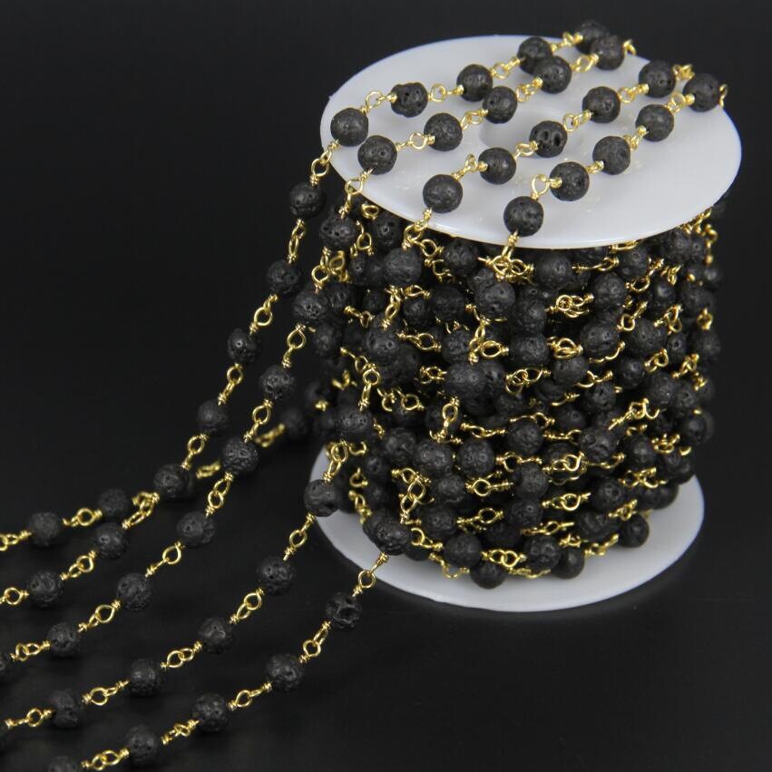 10 feet Black Lava Rosary Chain Delicate Rosary Style Beaded | Etsy