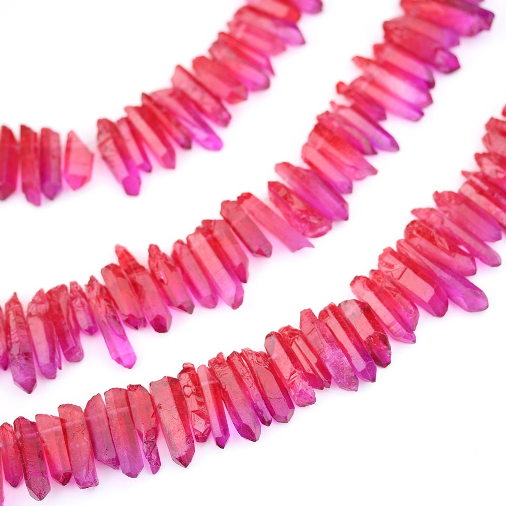 Full strand Gradient Color Red Fushcia Crystal Tusk Spike | Etsy