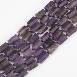 Full Strand Raw Amethyst Tube Loose Beads,natural Purple Quartz ...