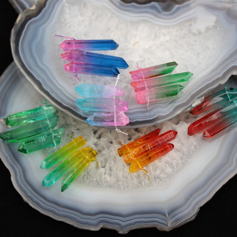 7 Color Choice3-10 Sets Double Color Quartz Crystal Top - Etsy