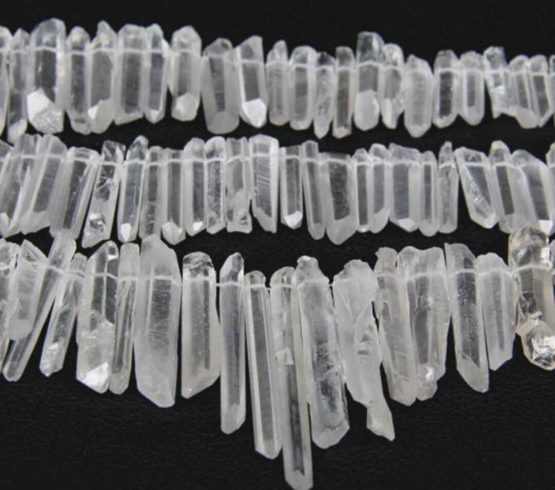 Aa-grade Quality,clear Quartz Crystal Stick Beads Points Strand Bulk ...