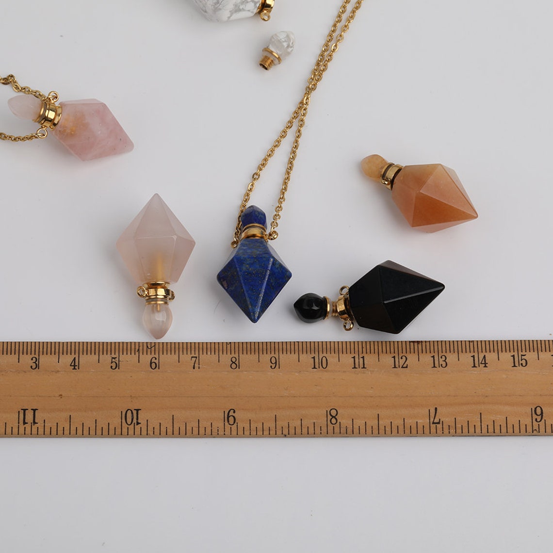 Faceted Double Cone Perfume Bottle Stones Necklace Point - Etsy