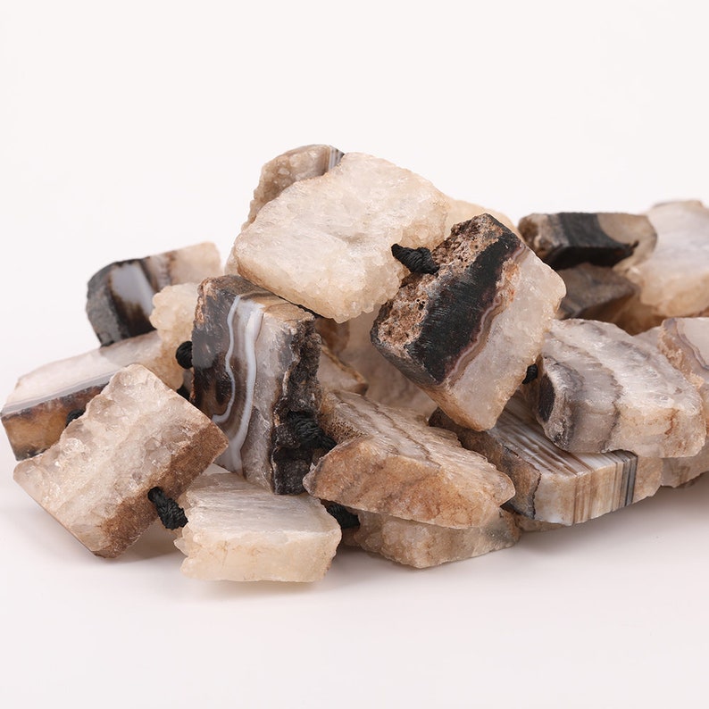 Full Strand Raw Agate Freeform Rectangle Loose Beads Drilled - Etsy