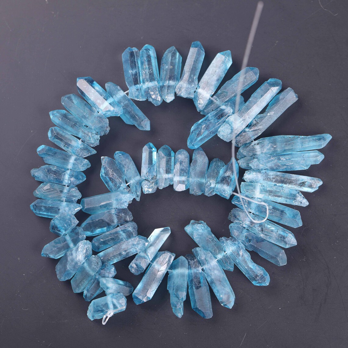 Rough Cyan Quartz Rock Crystal Graduated Stick Points Pendants | Etsy