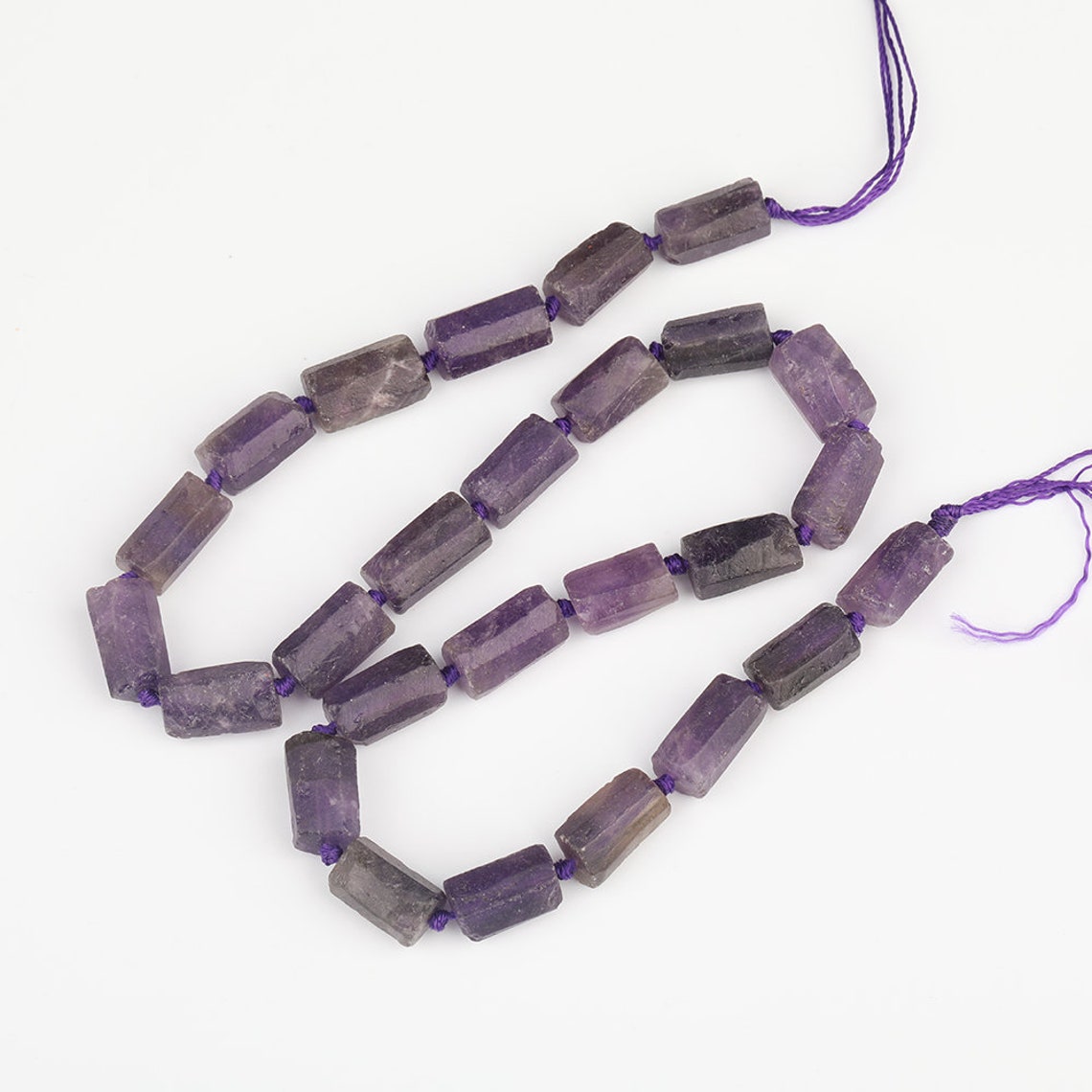 Full Strand Raw Amethyst Tube Loose Beadsnatural Purple | Etsy