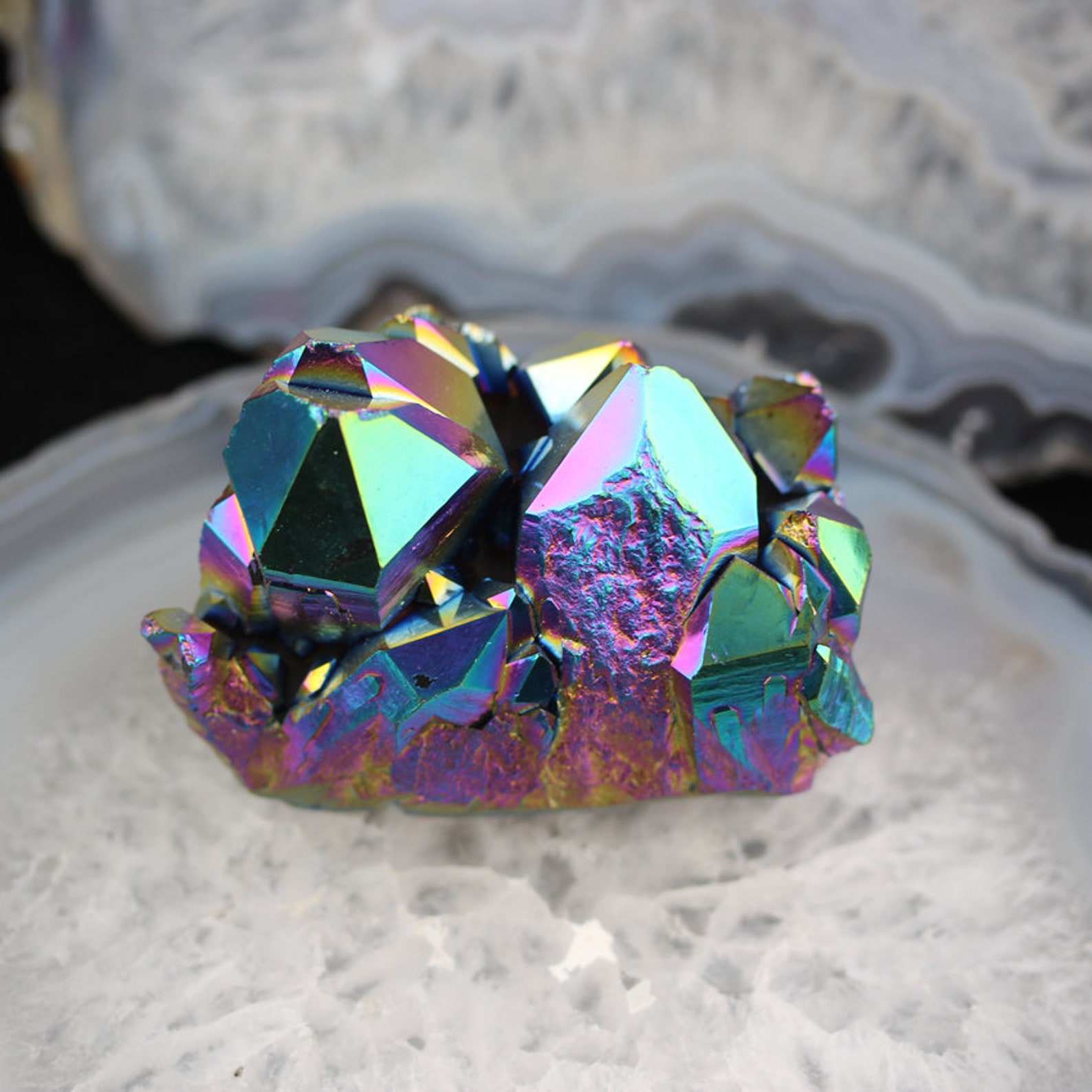 Rainbow AB Titanium Quartz Cluster Charms Decor Rock Stone - Etsy