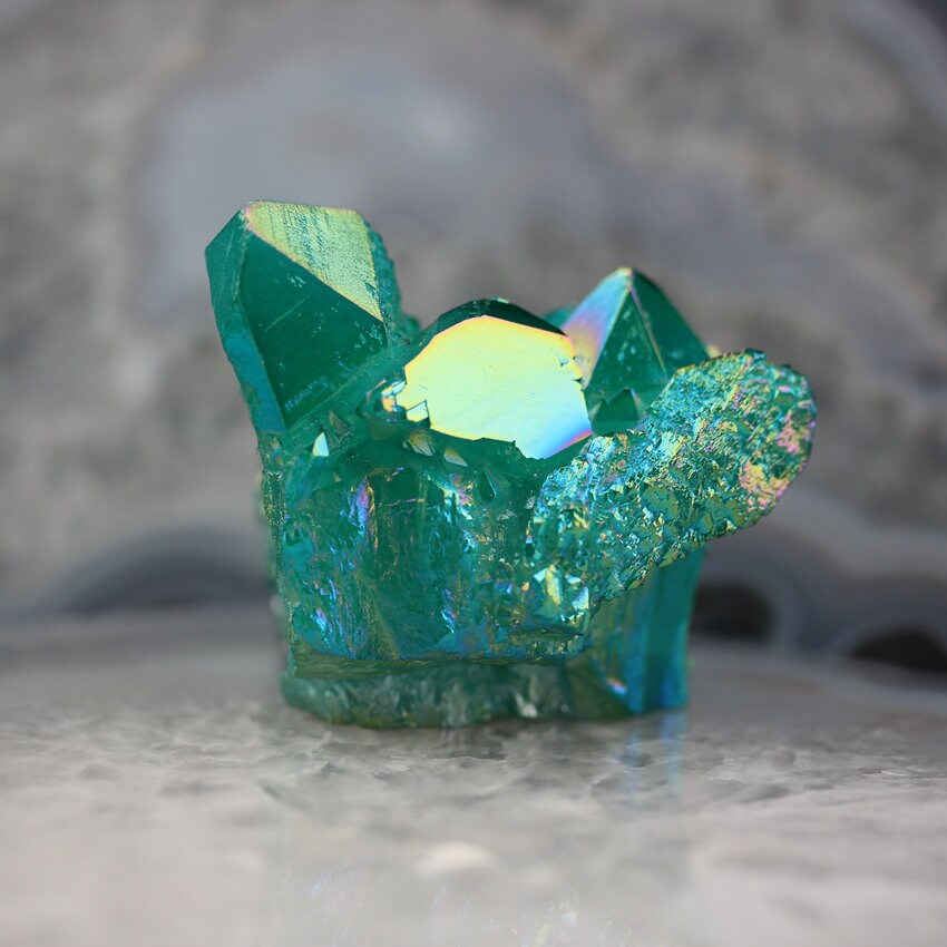 Natural Gemstone Crystal Point Jewelrygreen AB Rainbow Quartz | Etsy