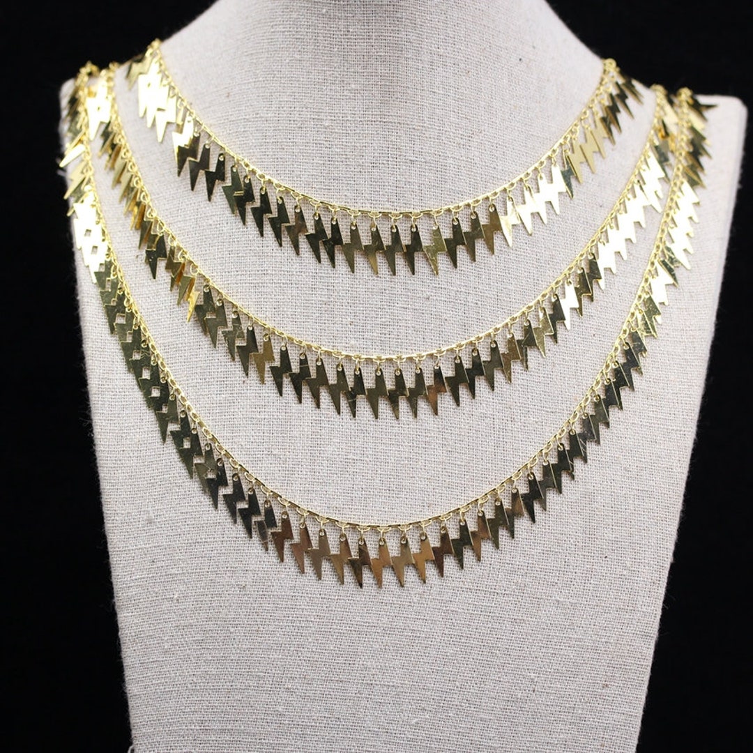 10feet Lightning Bolt Gold Chain for Jewelry,lightning Bolts Charms ...