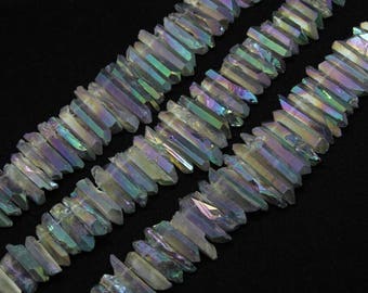 Rough Cyan Quartz Rock Crystal Graduated Stick Points Pendants - Etsy