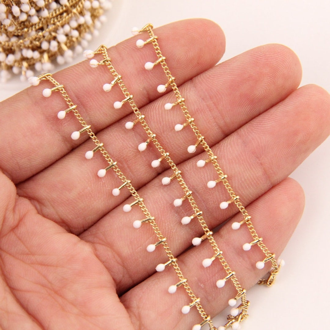 10feet Enamel Chain Boho Jewelry for Necklace2mm White Enamel - Etsy