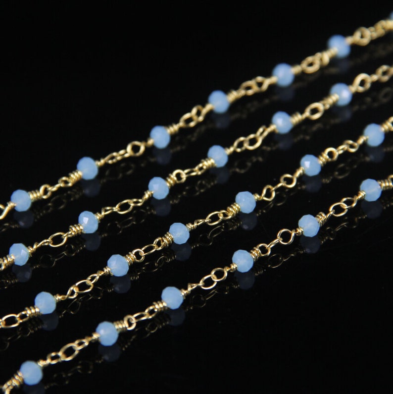 10 Feet Tiny Sky Blue Crystal Glass Faceted Rondelle Chains - Etsy