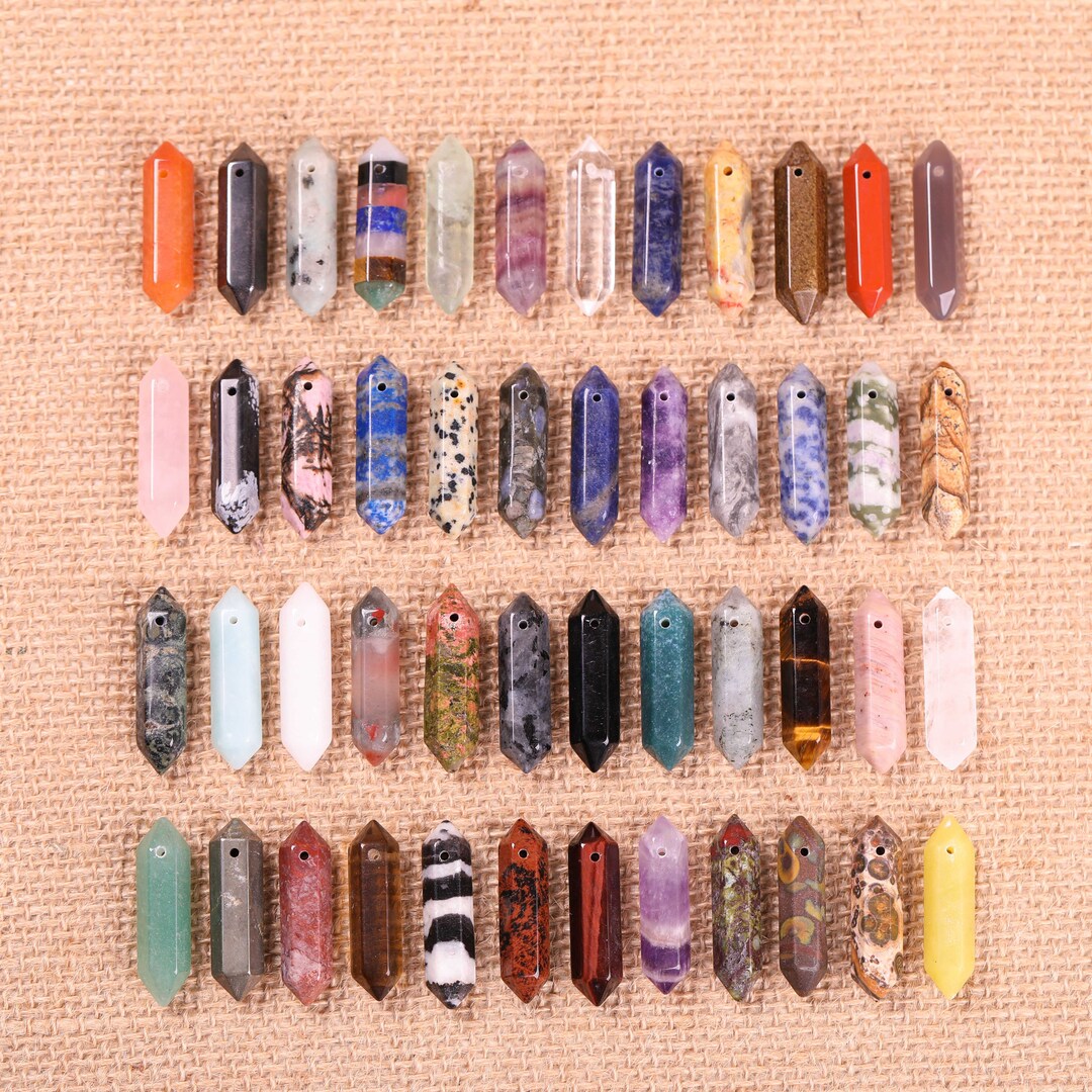 59stone Drilled Hole Crystal Point Beads,healing Gemstone Pendant,stick ...