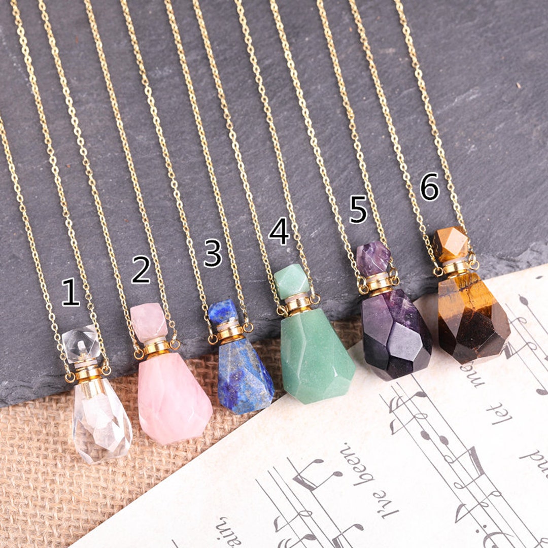 Classic Perfume Bottle Pendant Necklace,faceted Nuggets Beaded Gold ...